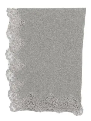 Ermanno Scervino Cashmere Stole With Lace Trim - Grey