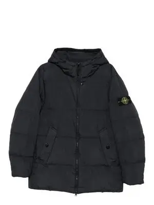 Stone Island Padded Blouson Jacket With Hood - Blue