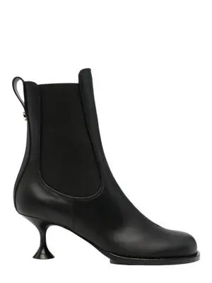 SERGIO ROSSI Leather Ankle Boots - Black