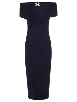 Alberta Ferretti Viscose Stretch Midi Dress - Black