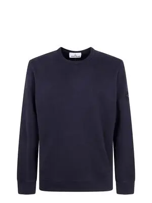 Stone Island Crewneck Sweatshirt With Logo Patch - Black