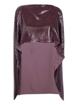Alberta Ferretti Sequined Cape Coat - Brown