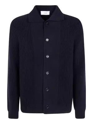 LARDINI Wool Cashmere Ribbed Sweater - Black