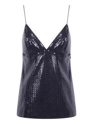 Alberta Ferretti Sequin Embellished Sleeveless Top - Black