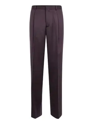 LARDINI Virgin Wool Pleated Trousers - Brown