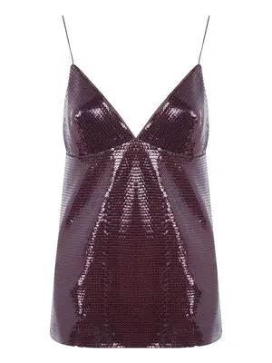 Alberta Ferretti Sequin Embellished Top - Brown