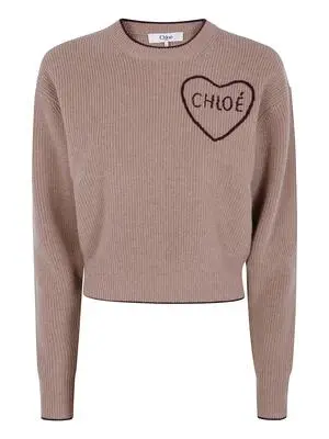 Chloé Cashmere Wool Round Neck Sweater - Brown