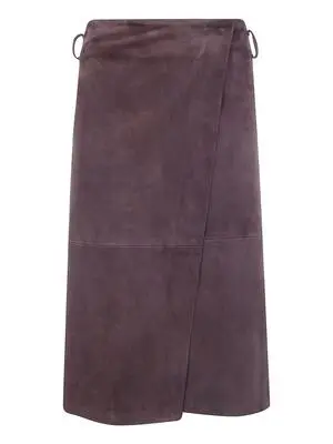 SEMICOUTURE Rosanne Double Layer Leather Skirt - Brown