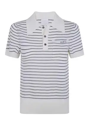 A.p.c. Striped Cotton Polo Shirt - Beige