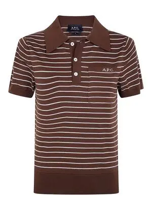 A.p.c. Striped Cotton Polo Shirt - Brown