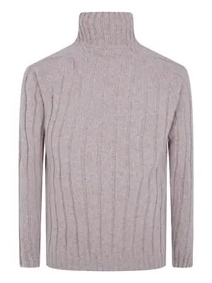NUUR Wool Ribbed Turtleneck Sweater - Beige