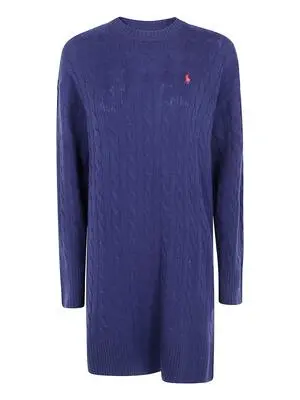 Polo Ralph Lauren Wool Cable Knit Sweater Dress - Blue