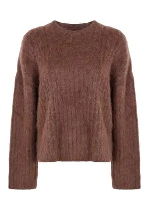 UMA WANG Alpaca Crew Neck Top - Brown