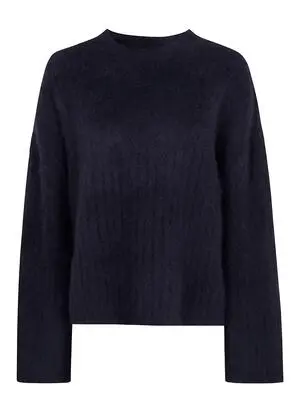 UMA WANG Alpaca Blend Crew Neck Top - Black