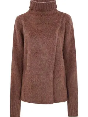 UMA WANG Alpaca High Neck Top - Brown