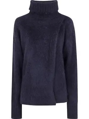 UMA WANG High Neck Alpaca Blend Knit Top - Black