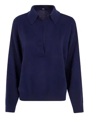 Seventy Wool Cashmere Blend Polo Neck Sweater - Blue