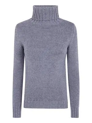 BASE B8565 Extrafine Merino Wool Turtleneck Sweater - Gray