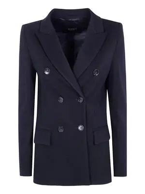 Seventy Double-breasted Wool Blend Jacket With Notched Lapel - Black