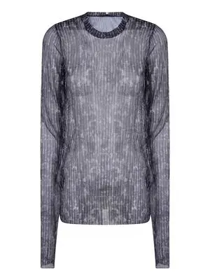 MARIA CALDERARA Long Sleeve Graphic Print T-shirt - Black