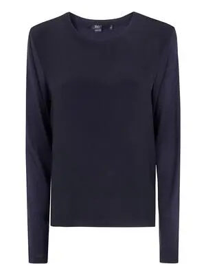 Seventy Round Neck Long Sleeve Jersey Crepe Sweater - Black