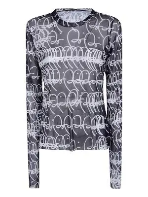 MARIA CALDERARA Graphic Pattern T-shirt - Black