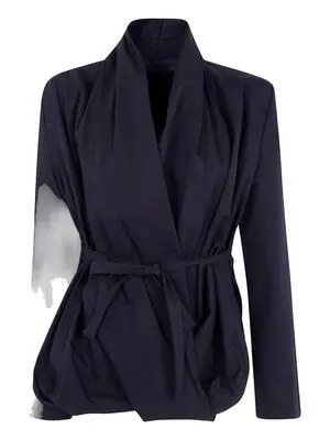 MARIA CALDERARA Draped Cotton Twill Shirt - Black