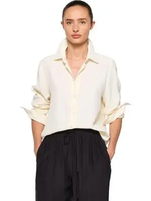 Serena Bute Silk Classic Shirt - Ecru