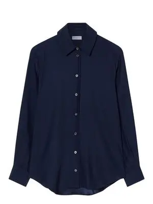 Serena Bute Classic Silk Shirt - Navy