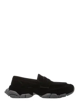 Giorgio Armani Velvet Slip-on Loafers With Leather Lining And Rubber Sole - Black