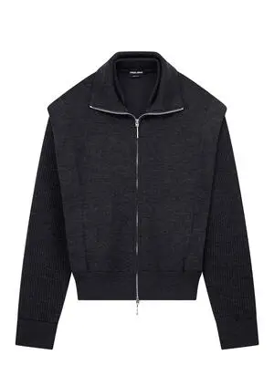 Giorgio Armani Virgin Wool Blouson Jacket With Rib Knit Sleeves - Grey