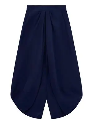 Giorgio Armani High-waisted Pleated Silk Cady Crepe Midi Skirt - Blue