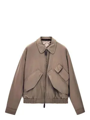 Giorgio Armani Oversized Satin Blouson Jacket With Suede Effect - Brown