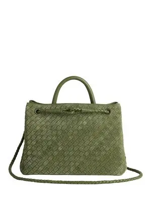 Quince Romy Suede Handwoven Satchel - Olive