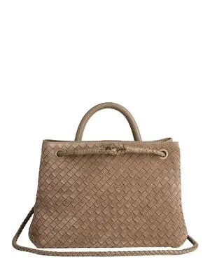 Quince Romy Suede Handwoven Satchel - Pebble