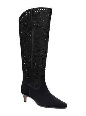 Splendid Josh Laser Cut Tall Suede Boots - Black
