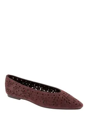Splendid Latouche Suede Laser Cut Pointed Toe Flats - Wine