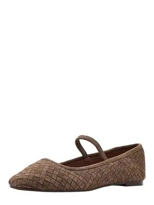 Madewell Greta Elastic Woven Suede Mary Jane Flats - Gray