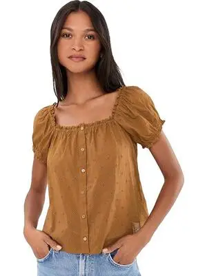 Madewell Chateau Foulard Eyelet Top - Brown