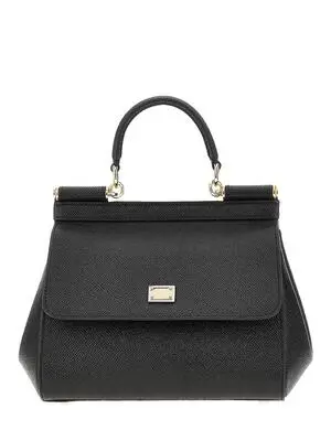 Dolce & Gabbana Dauphine Leather Medium Sicily Top Handle Bag - Black