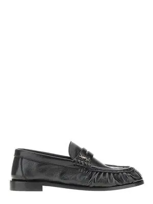 Saint Laurent Le Loafer" Leather Loafers With Gold-tone Cassandre Detail - Black