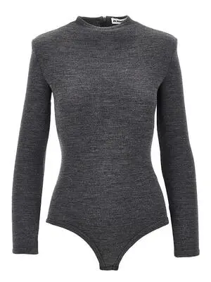 JIL SANDER Wool Jersey Bodysuit - Grey