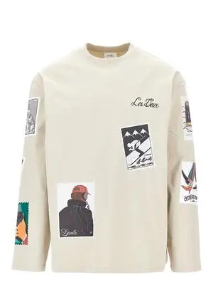 LES DEUX Printed Cotton T-hirt - Beige