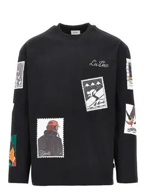 LES DEUX Printed Cotton T-hirt - Black