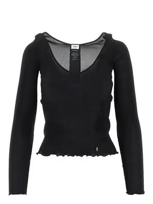 Saint Laurent Silk Knitting Top With Cassandre Detail - Black