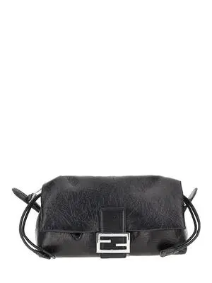 Fendi Baguette Soft Leather Bag - Black
