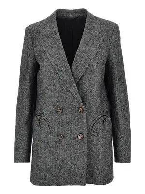 BLAZE Everyday" Double-breasted Peak Lapel Jacket - Black