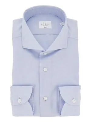 XACUS Cotton Tailor Fit 'travel' Shirt - Blue