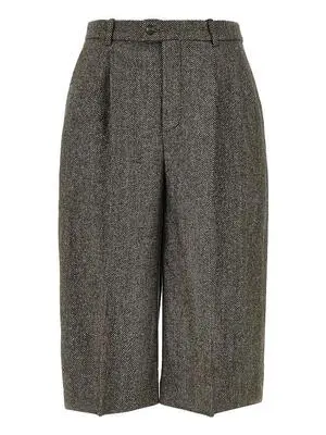 SAINT LAURENT SAINT LAURENT Wool-Blend Skirt Pants With Herringbone Motif