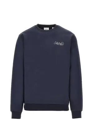 LES DEUX Cotton Sweatshirt With Logo Print - Blue